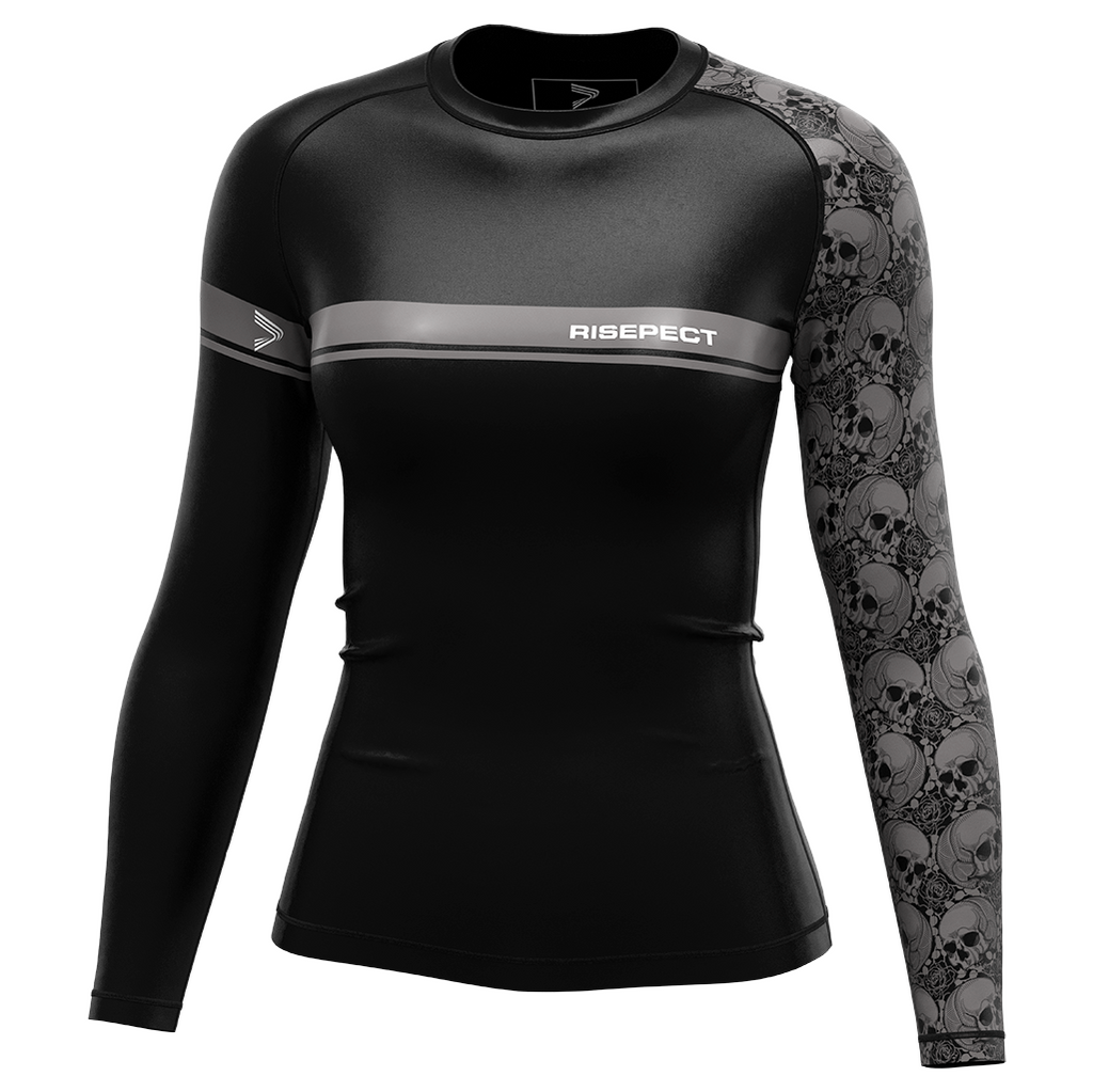 Classic Skull Design Female Long Sleeve Rash Guard – RISEPECT