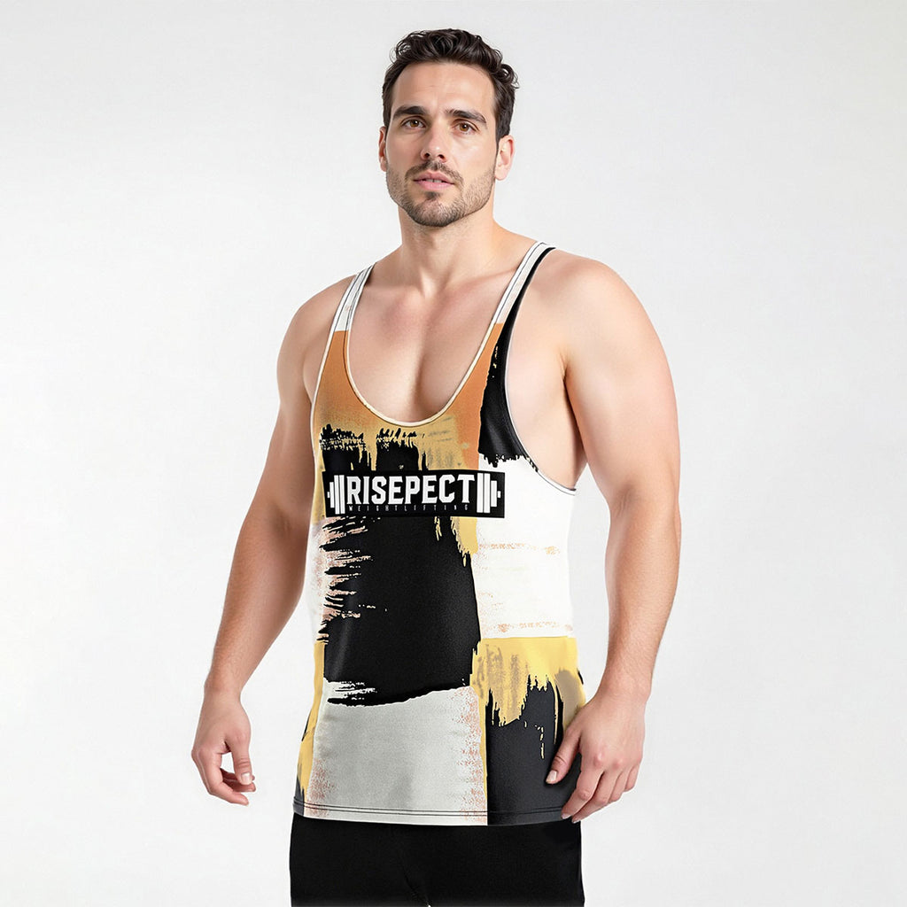 Gold Brush Stroke Mens Gym Stringer Vest Training – RISEPECT