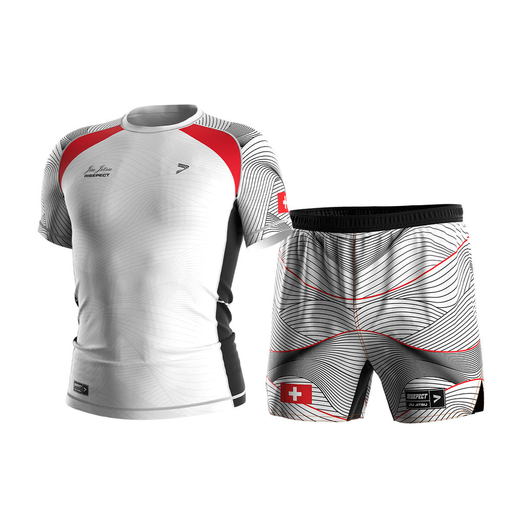 Switzerland BJJ Rash Guard & Fight Shorts Set For Men – RISEPECT